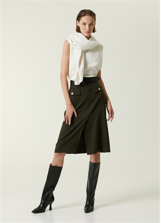 Beymen Collection Kadın Haki Midi Gabardin Etek 42 Beymen Collection Kadın Haki Midi Gabardin Etek 42