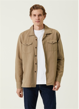 Eleventy Erkek Bej Polo Yaka Gömlek 40 IT Eleventy Erkek Bej Polo Yaka Gömlek 40 IT