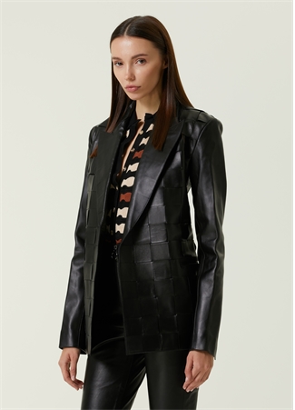 Dodo Bar Or Kadın Siyah Örgü Dokulu Deri Ceket 40 IT Dodo Bar Or Kadın Siyah Örgü Dokulu Deri Ceket 40 IT