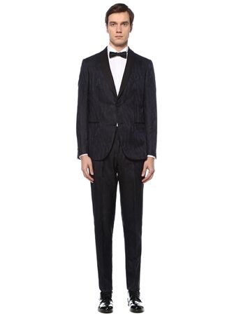 Pal Zileri Erkek Lacivert Kuş Tüyü Desenli İpek Takım Elbise 50 IT