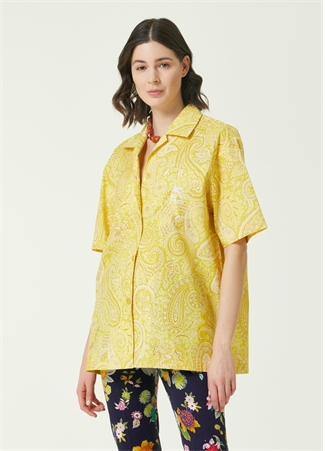 Etro Kadın Sarı Şal Desenli Kısa Kol Gömlek 38 It Etro Kadın Sarı Şal Desenli Kısa Kol Gömlek 38 It