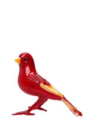 Nenartworld Sarı Kanat Kuş Formlu Cam Obje Kırmızı
