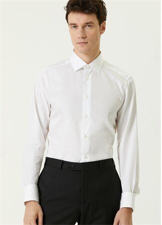 Zegna Erkek Beyaz Modern Yaka Gömlek 40 IT