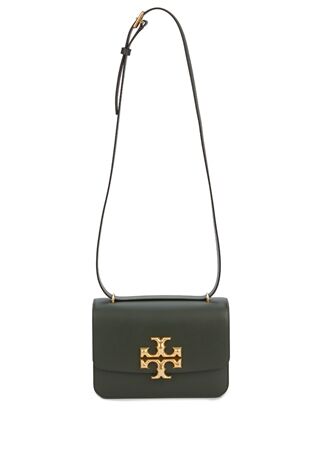 Tory Burch Kadın Haki Logolu Deri Omuz Çantası EU Tory Burch Kadın Haki Logolu Deri Omuz Çantası EU