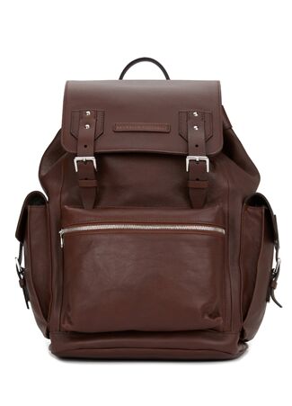 Brunello Cucinelli Erkek Kahverengi Deri Sırt Çantası EU