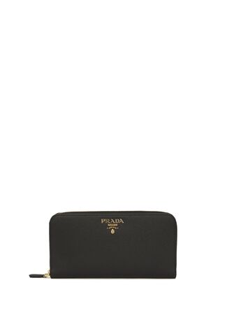 Prada Kadın Siyah Logo Detaylı Deri Cüzdan EU