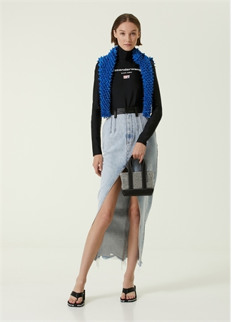 Alexander Wang Kadın Mavi Yıpratma Detaylı Midi Denim Etek 26 US Alexander Wang Kadın Mavi Yıpratma Detaylı Midi Denim Etek 26 US