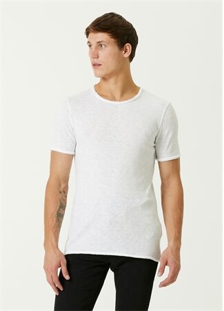 American Vintage Erkek Beyaz Bisiklet Yaka Basic T-shirt S EU