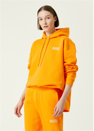 Ganni Kadın Turuncu Kapüşonlu Organik Pamuk Sweatshirt XXS/XS EU Ganni Kadın Turuncu Kapüşonlu Organik Pamuk Sweatshirt XXS/XS EU