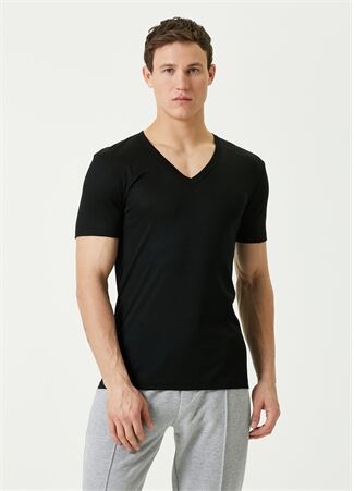 Zimmerli Erkek Siyah V Yaka T-shirt S EU