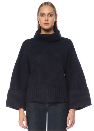 Camilla and Marc Kadın Lacivert Balıkçı Yaka Geniş Kol Kazak S EU