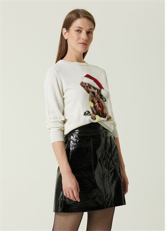 Beymen Club Kadın Ekru Bisiklet Yaka Köpek Jakarlı Yün Kazak Bej S