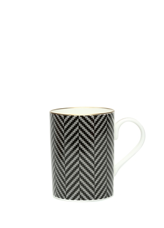 Beymen Hediye Siyah Beyaz Balıksırtı Desenli Porselen Kupa