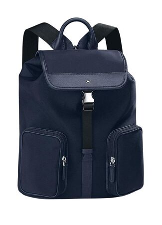 Montblanc Erkek Sartorial Lacivert Desenli Deri Sırt Çantası EU