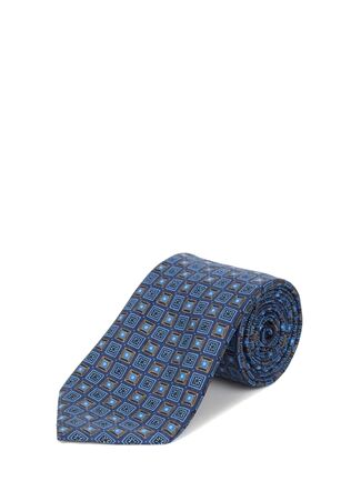 Zegna Erkek Lacivert Mikro Desenli İpek Kravat EU