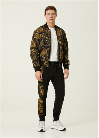 Versace Jeans Couture Erkek Siyah Barok Desenli Jogger Eşofman Altı XS EU