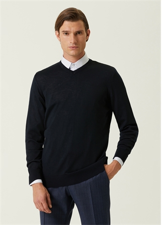 Network Erkek Slim Fit Lacivert V Yaka Yün Kazak M EU Network Erkek Slim Fit Lacivert V Yaka Yün Kazak M EU