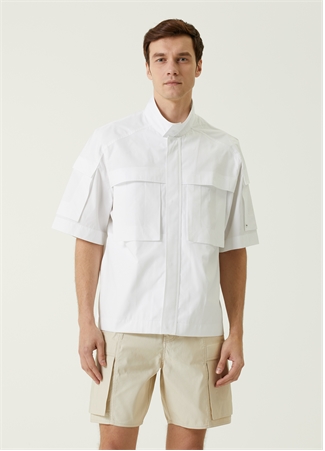 Givenchy Erkek Beyaz Hakim Yaka Kısa Kollu Poplin Gömlek 38 IT Givenchy Erkek Beyaz Hakim Yaka Kısa Kollu Poplin Gömlek 38 IT