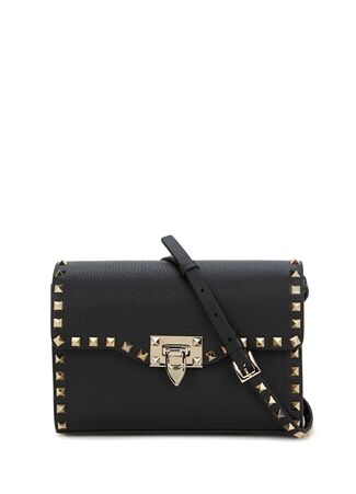 Valentino Garavani Kadın Rockstud Small Siyah Deri Omuz Çantası EU Valentino Garavani Kadın Rockstud Small Siyah Deri Omuz Çantası EU
