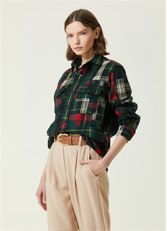 Polo Ralph Lauren Kadın Yeşil Patchwork Ekoseli Flanel Gömlek S EU Polo Ralph Lauren Kadın Yeşil Patchwork Ekoseli Flanel Gömlek S EU