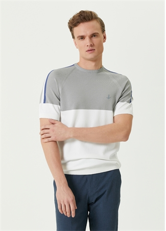 Beymen Club Erkek Colorblocked Omuzu Şeritli Kısa Kollu Kazak Gri S Beymen Club Erkek Colorblocked Omuzu Şeritli Kısa Kollu Kazak Gri S