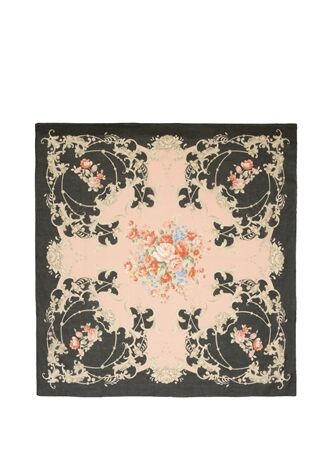 Beymen Kadın Siyah Altın Rengi Karışık Çiçek Desenli Şal EU