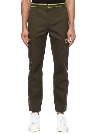 Valentino Erkek Haki Beli Şeritli Kargo Pantolon 48 IT