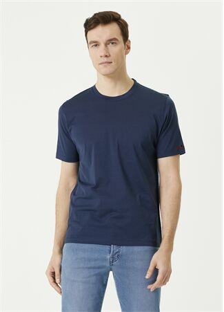 Kiton Erkek Mavi Logo Nakışlı T-shirt Lacivert M EU Kiton Erkek Mavi Logo Nakışlı T-shirt Lacivert M EU