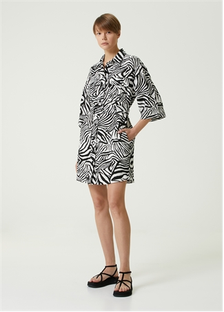 Beymen Club Kadın Zebra Desenli Mini Keten Gömlek Elbise Beyaz 38 Beymen Club Kadın Zebra Desenli Mini Keten Gömlek Elbise Beyaz 38