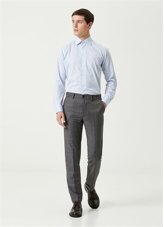 Luciano Barbera Erkek Gri Kareli Yün Pantolon 54 IT Luciano Barbera Erkek Gri Kareli Yün Pantolon 54 IT