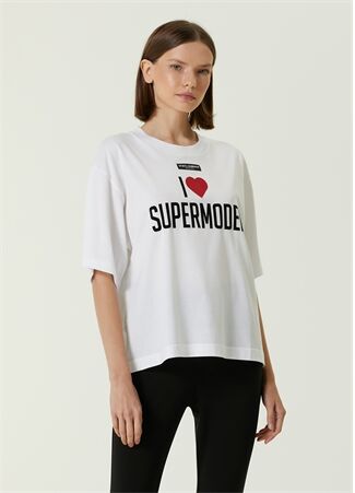 Dolce&Gabbana Kadın Beyaz Baskılı T-shirt S EU