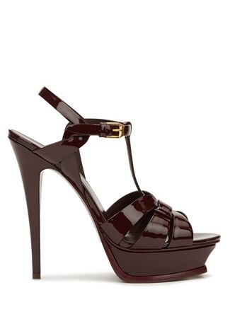 Kadın Bordo Topuklu Deri Sandalet 36 EU