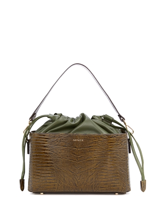 Beymen Kadın Haki Ağzı Büzgülü Deri Çanta EU Beymen Kadın Haki Ağzı Büzgülü Deri Çanta EU