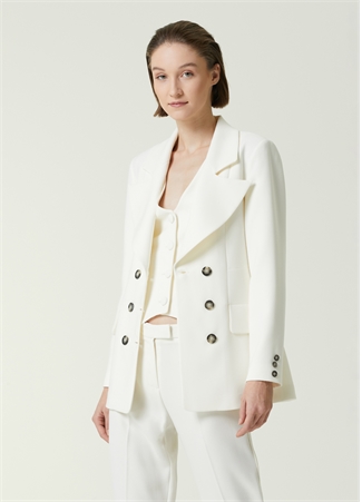 Feel The Lotus Kadın Bella Ekru Kruvaze Blazer Bej 38 EU Feel The Lotus Kadın Bella Ekru Kruvaze Blazer Bej 38 EU