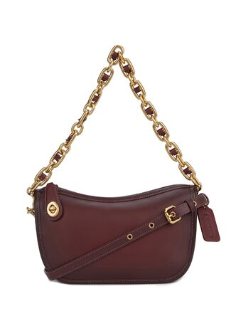 Coach Kadın Bordo Deri Omuz Çantası EU