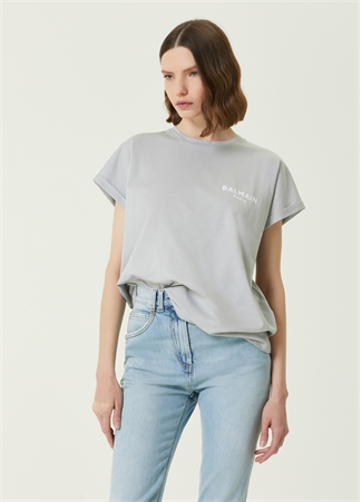 Balmain Kadın Gri Bisiklet Yaka Logolu T-shirt Xs Eu Balmain Kadın Gri Bisiklet Yaka Logolu T-shirt Xs Eu