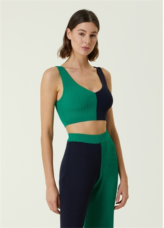 Staud Kadın Lacivert Yeşil Bloklu Crop Triko S EU Staud Kadın Lacivert Yeşil Bloklu Crop Triko S EU