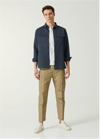 Tom Ford Erkek Bej Yüksek Bel Kargo Pantolon 34 US