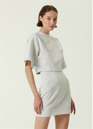 T by Alexander Wang Kadın Gri Dik Yaka Cepli Jersey T-shirt S EU T by Alexander Wang Kadın Gri Dik Yaka Cepli Jersey T-shirt S EU