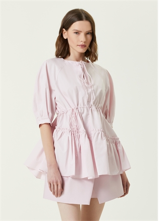 Dice Kayek Kadın Pembe Büzgü Detaylı Gömlek 38 EU