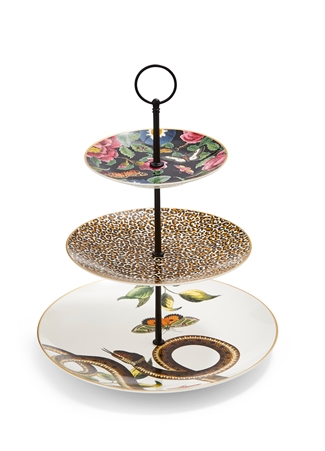 Spode Colorblocked Desenli 3 Katlı Servis Çok Renkli Spode Colorblocked Desenli 3 Katlı Servis Çok Renkli