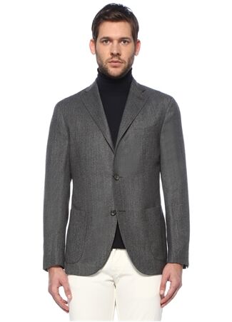 Boglioli Erkek Gri Kelebek Yaka Yün Ceket 48 IT