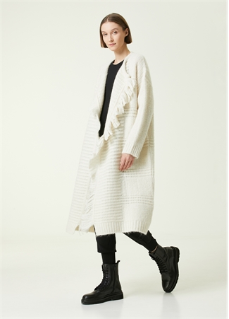 Allsaints Kadın Selena Beyaz Püsküllü Uzun Hırka S EU