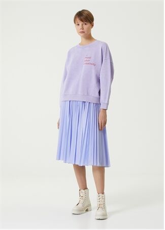 Beymen Club Kadın Lila Beli Kordonlu Plisoleil Midi Etek Mor 36