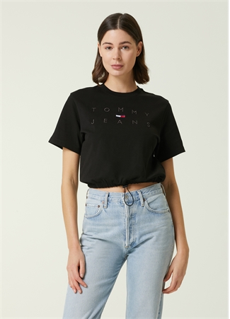Tommy Jeans Kadın Siyah Logolu Crop T-shirt L EU