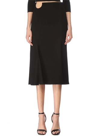 Versace Kadın Siyah Beli Kesim Detaylı Midi Etek 38 IT