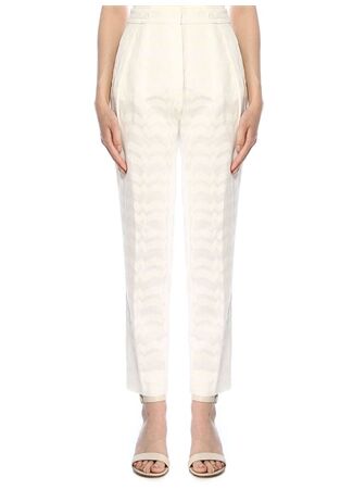 Missoni Kadın Beyaz Jakarlı Pilili Pantolon 42 IT