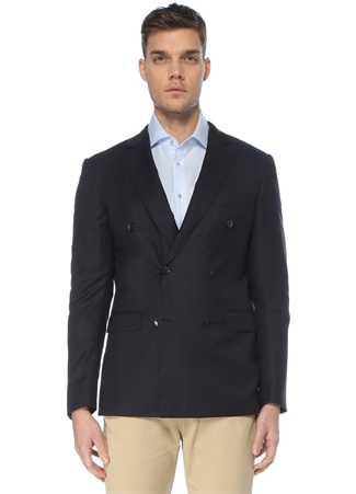 Pal Zileri Erkek Lacivert Kelebek Yaka Kruvaze Yün Ceket 50 IT