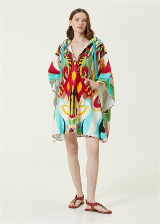 Etro Kadın Yeşil Kırmızı Kapüşonlu Desenli Mini Kaftan EU Etro Kadın Yeşil Kırmızı Kapüşonlu Desenli Mini Kaftan EU