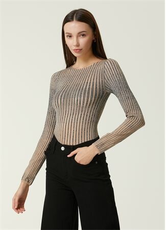 Wolford Kadın Bej Çizgili Uzun Kol Body S EU